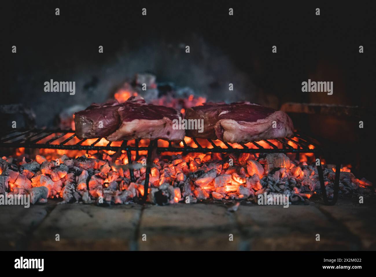 fire, embers, grilling, beef steaks, steak, Italy, chianina, beef Stock ...