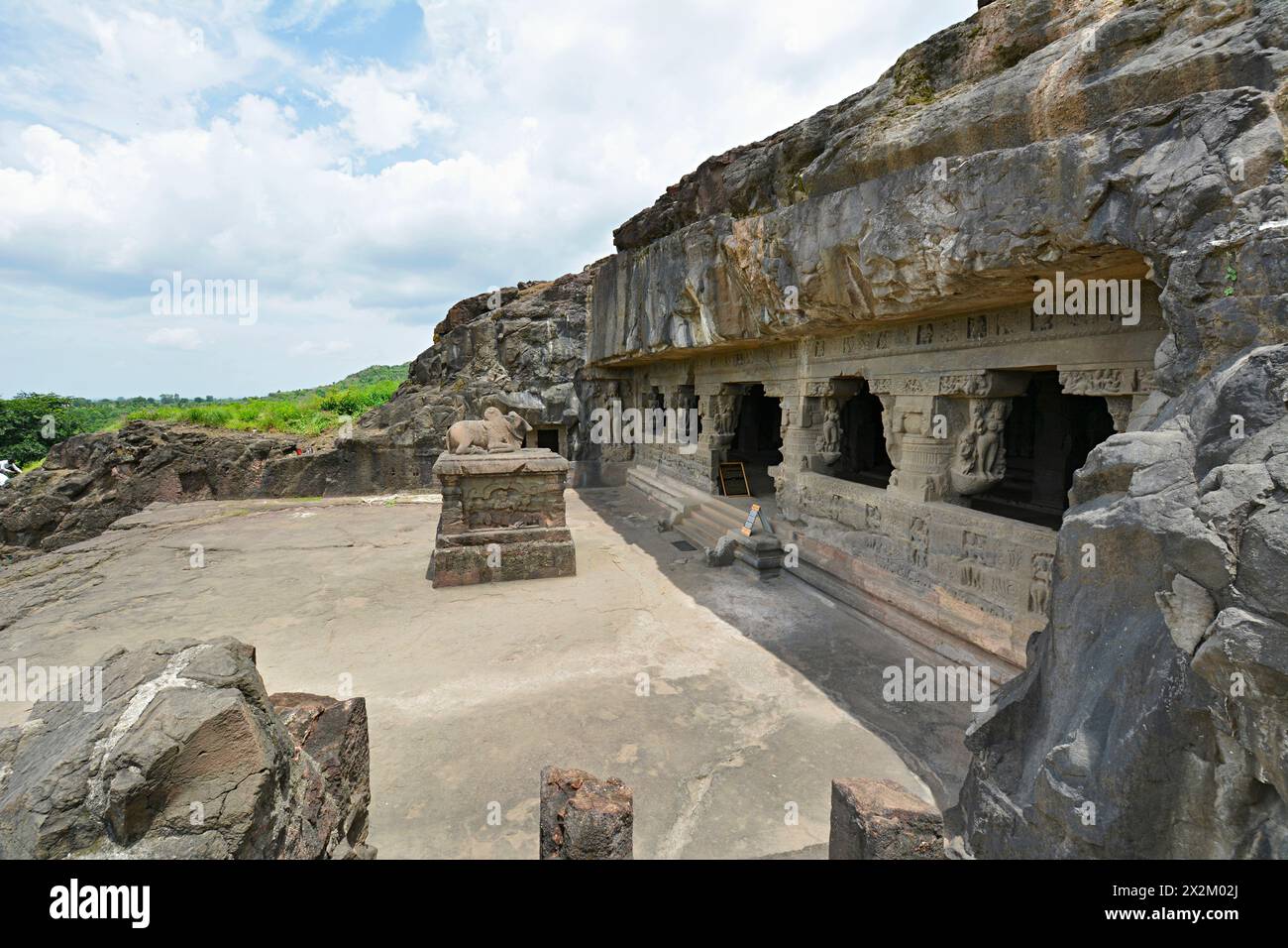 Ellora Brahmanical Caves: Cave No 21. General-View showing Nandi pitha ...