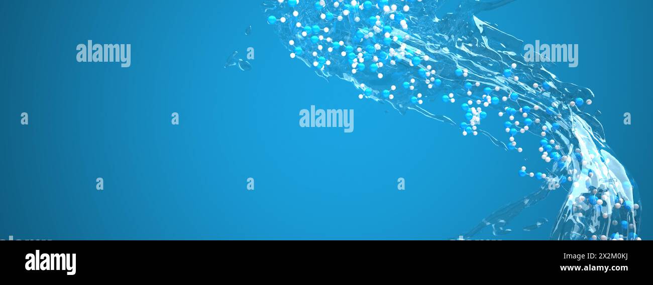 H2O Water Molecule Liquid. 3d illustration. 3d illustration of the H2O ...