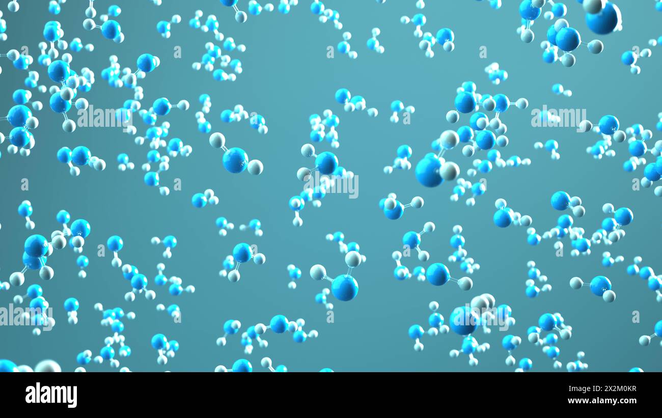H2O Water Molecule Liquid. 3d illustration. 3d illustration of the H2O ...
