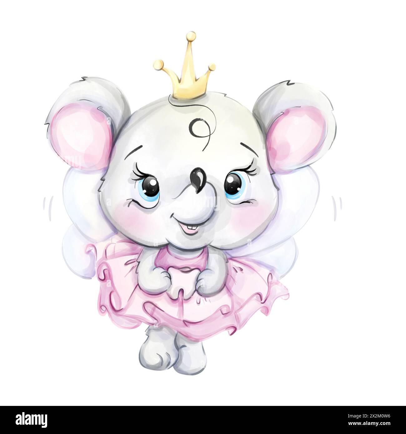 Watercolor tooth fairy. Cartoon mouse Stock Photo - Alamy