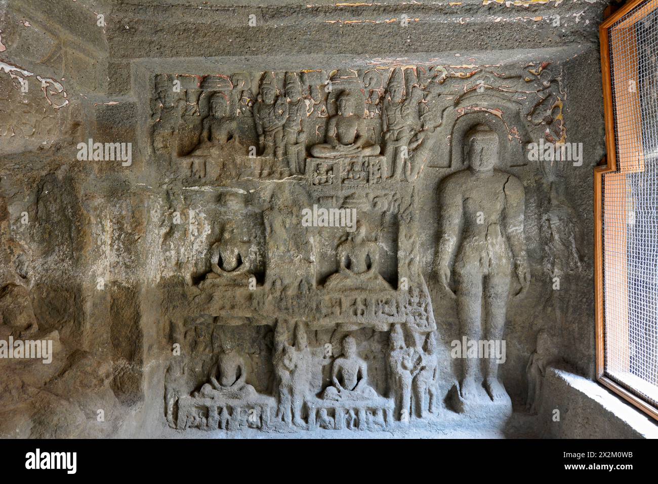 Ellora Jain Caves: Cave No 30- Standing Figure of Mahavira with other ...