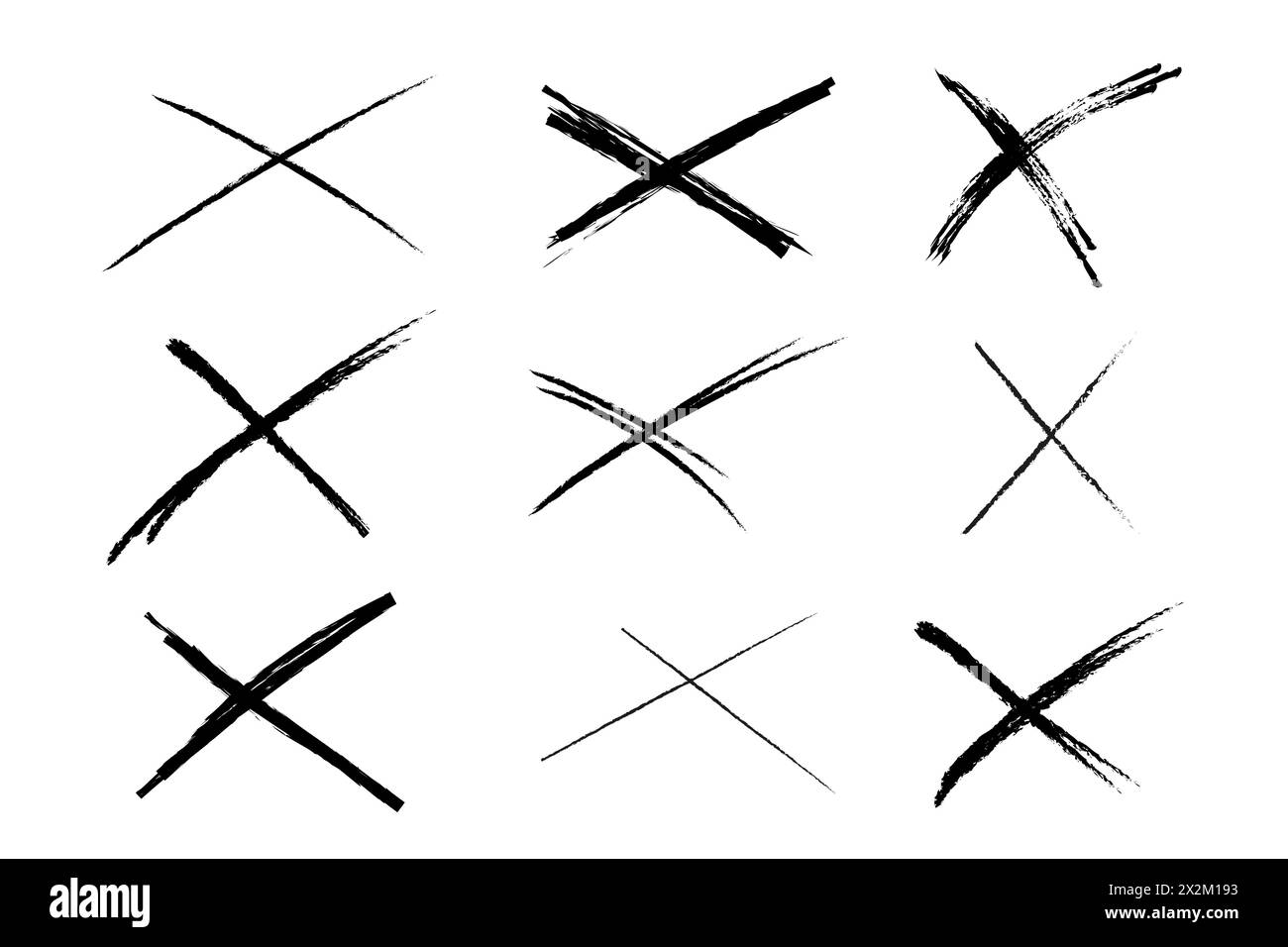 Cross sketch grunge scribble set X shape sign, mark on white background ...