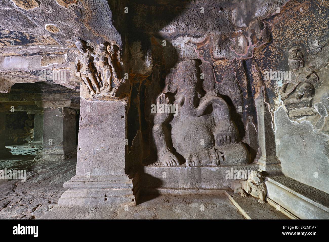 Ellora Brahmanical caves: Cave No 15- Upper storey: Seated Ganesha in ...