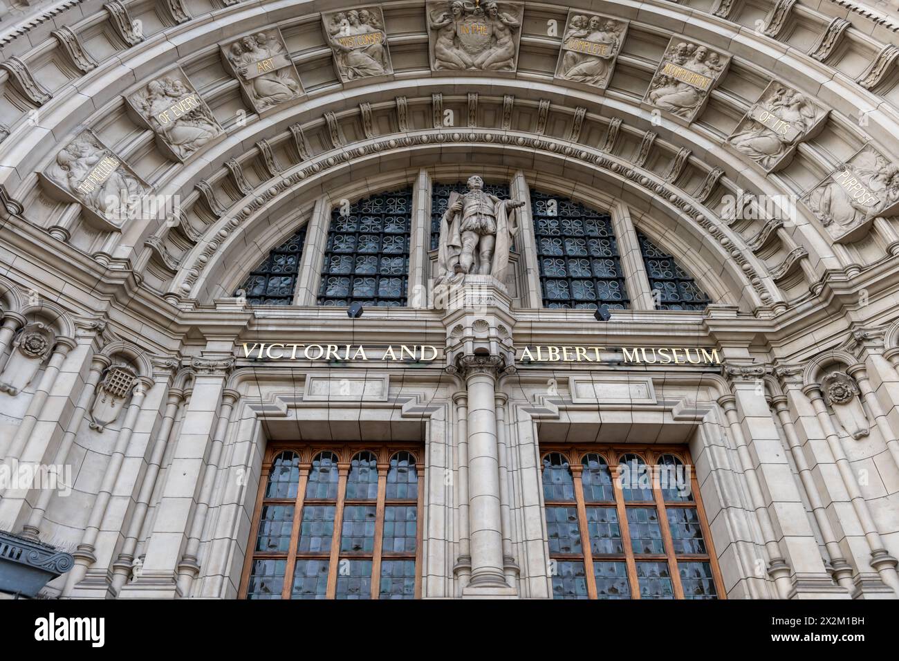 London. UK- 04.18.2024. The facade and name sign of the Victoria and ...