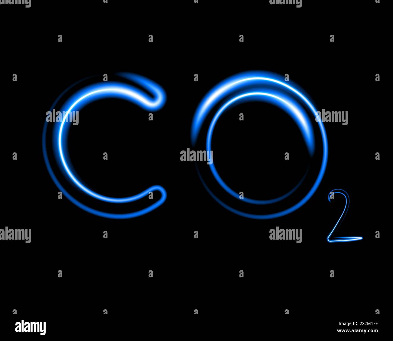 Vector isolated illustration of carbon dioxide formula with neon effect ...