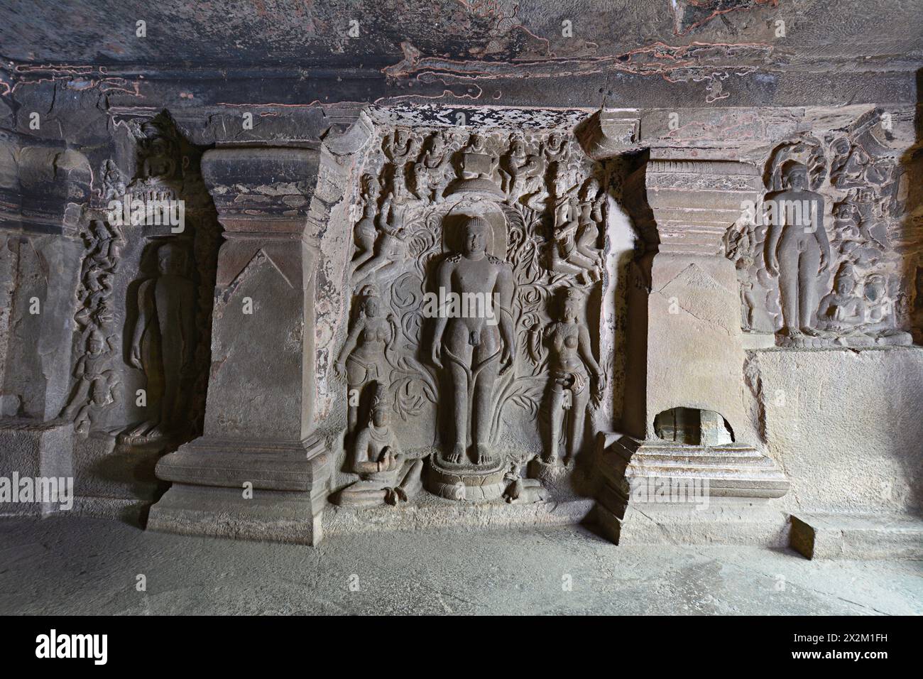 Ellora Jain Caves: Cave No 32- Bahubali on the right wall Stock Photo ...