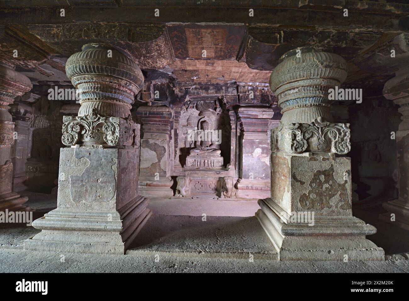 Ellora Jain Caves: Cave No 32 Upper storey, painted Hall in the right ...