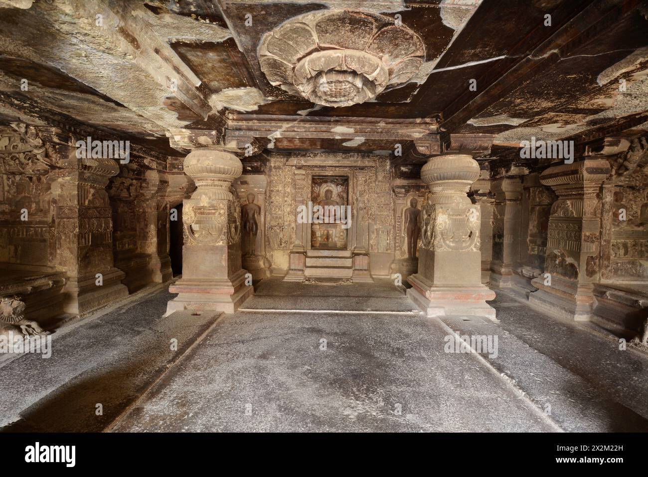 Ellora Jain Caves: Cave No 32 Upper storey showing Hall with the ...