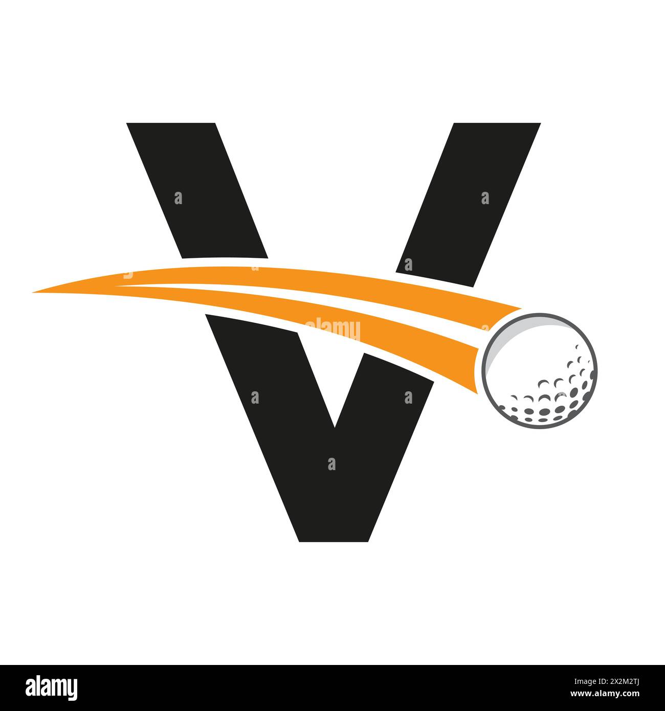 Golf Logo On Letter V Concept With Moving Golf ball Symbol. Hockey Sign Stock Vector Image & Art ...