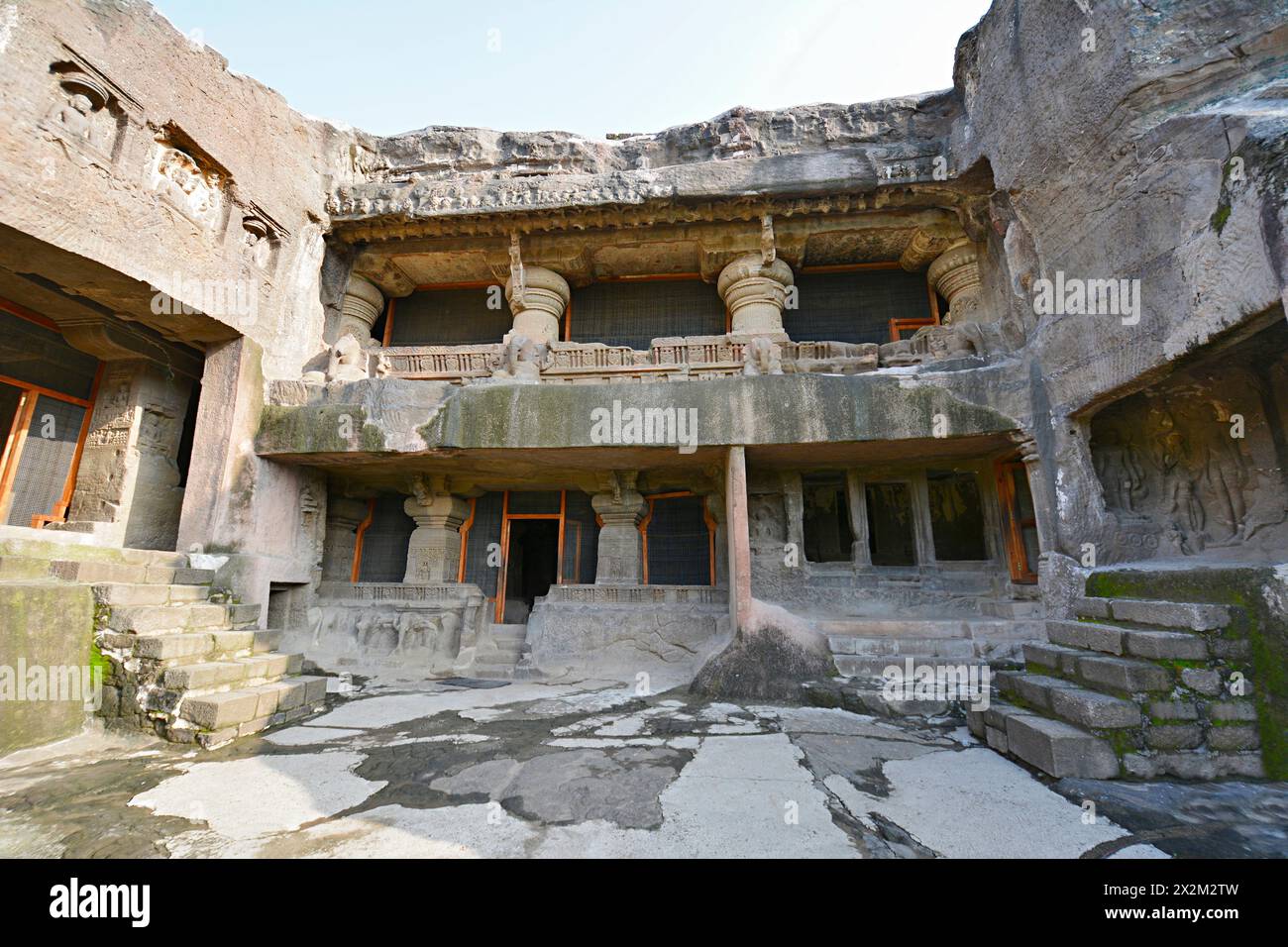 Ellora Jain Caves: Cave No 33 Indra sabha facade seen from the inner ...