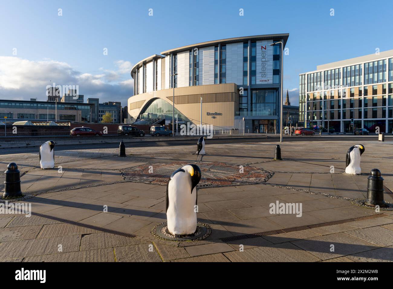 Dundee, Scotland, UK. Penguin sculptures - a much loved landmark ...