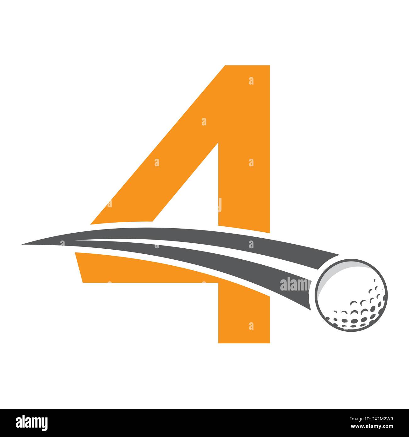Golf Logo On Letter 4 Concept With Moving Golf ball Symbol. Hockey Sign ...