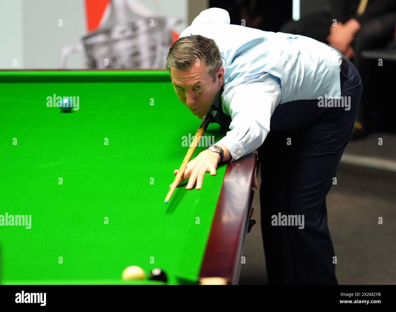 Dominic Dale in action against Kyren Wilson (not pictured) on day four ...