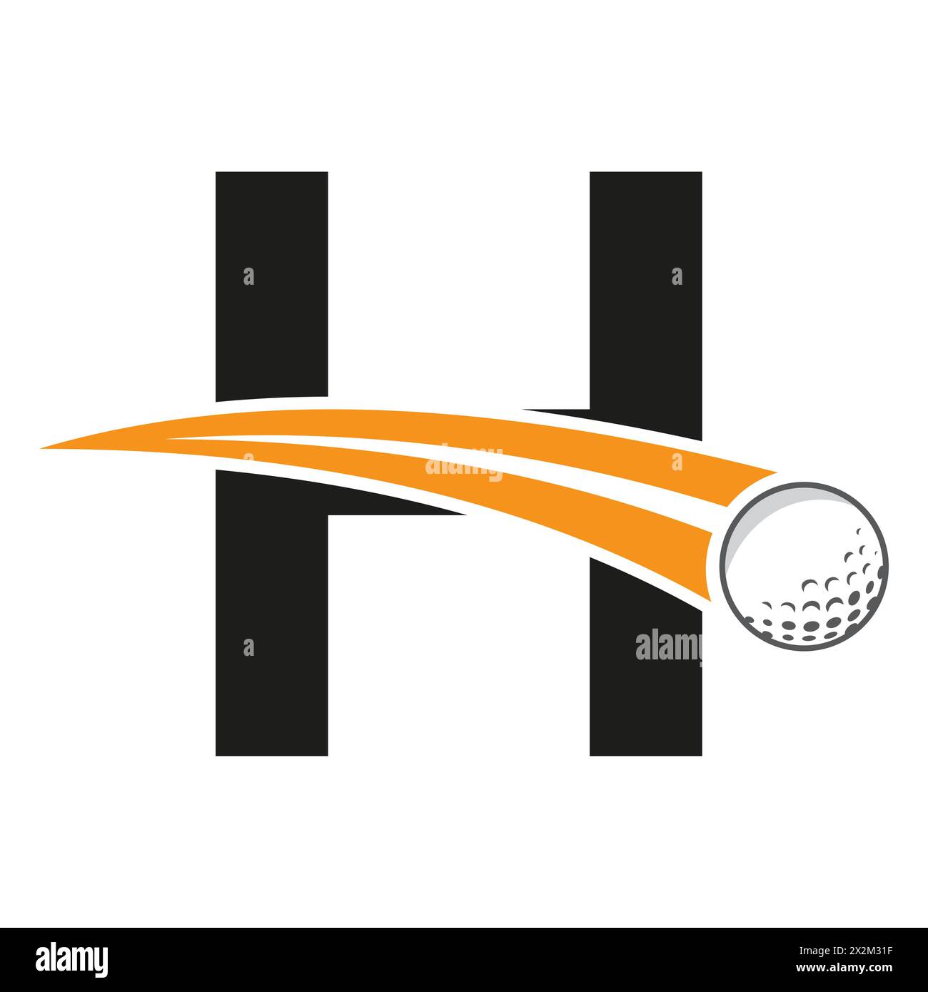 Golf Logo On Letter H Concept With Moving Golf ball Symbol. Hockey Sign ...