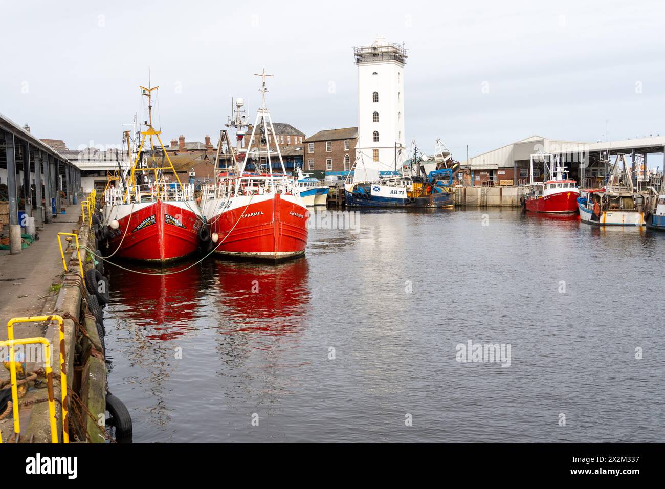 The Fish Quay in North Shields, North Tyneside, UK, with a view of the ...