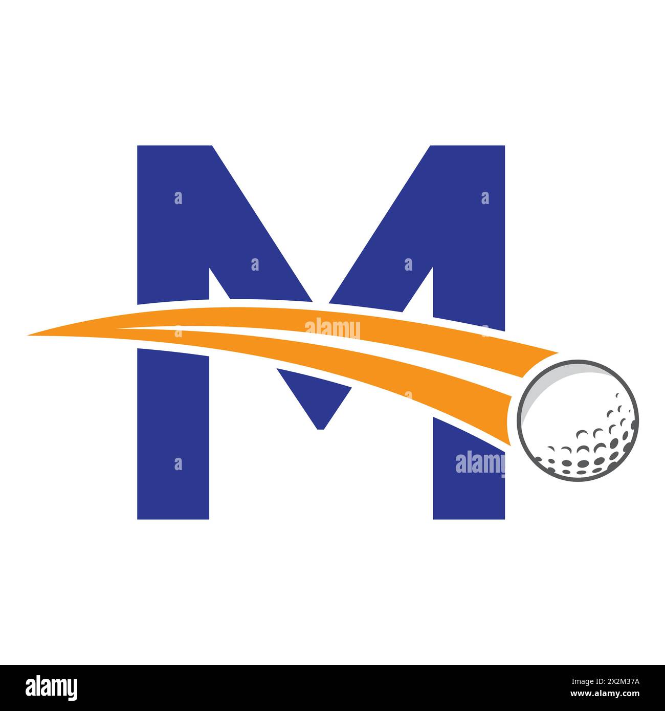 Golf Logo On Letter M Concept With Moving Golf ball Symbol. Hockey Sign ...
