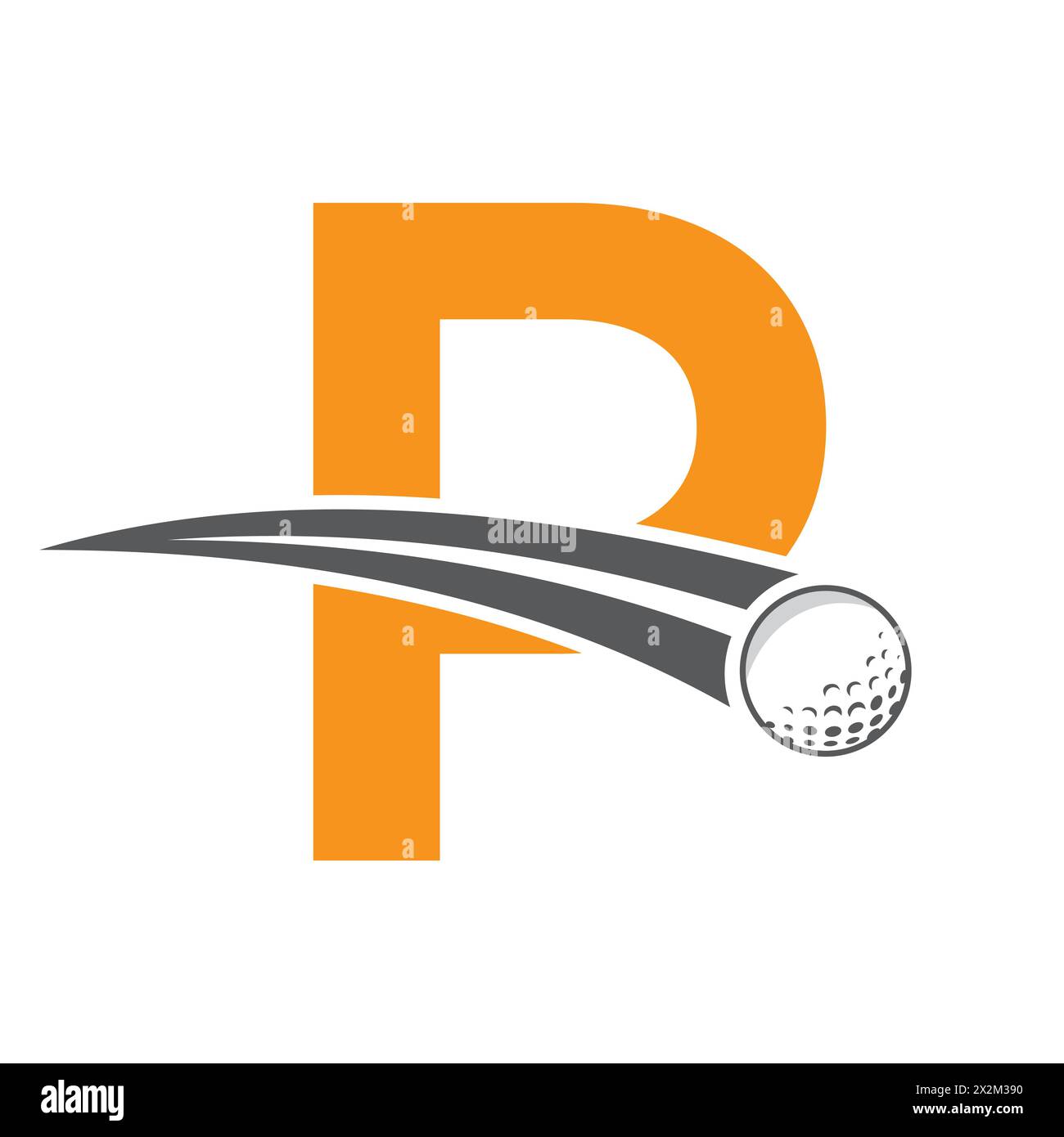 Golf Logo On Letter P Concept With Moving Golf ball Symbol. Hockey Sign ...