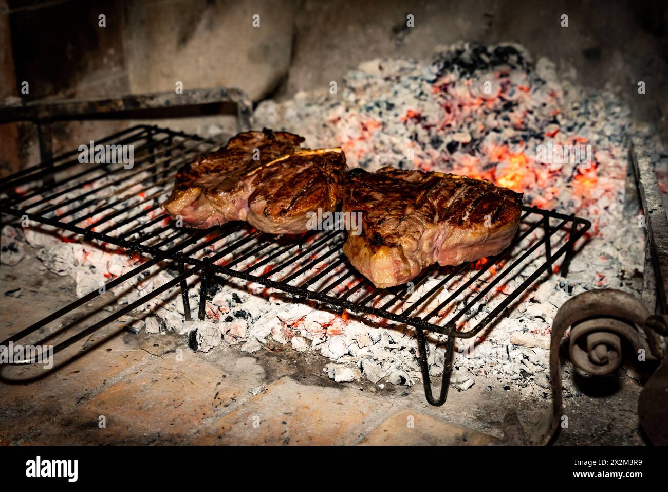 fire, embers, grilling, beef steaks, steak, Italy, chianina, beef Stock ...