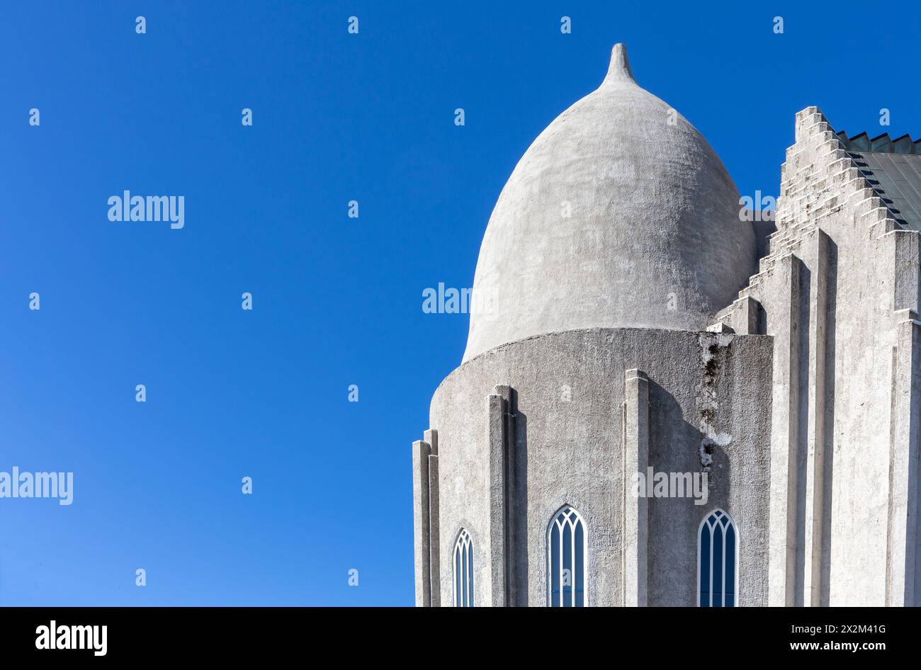 Hallgrimskirkja church sanctuary building with cylindrical shape dome ...