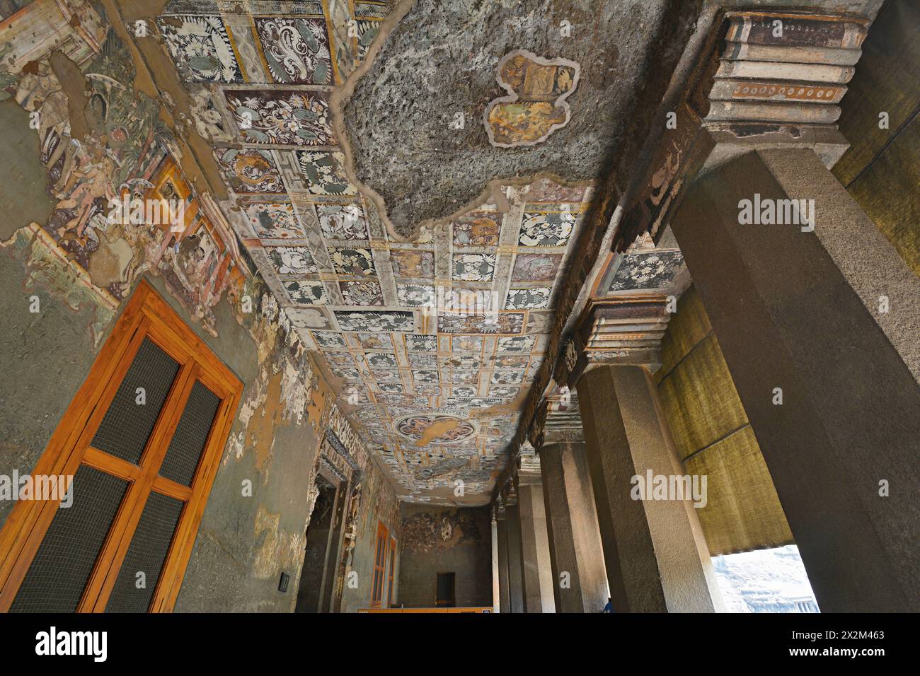 Ajanta Cave No 17 Porch ceiling and the Udayin narrative porch left of ...