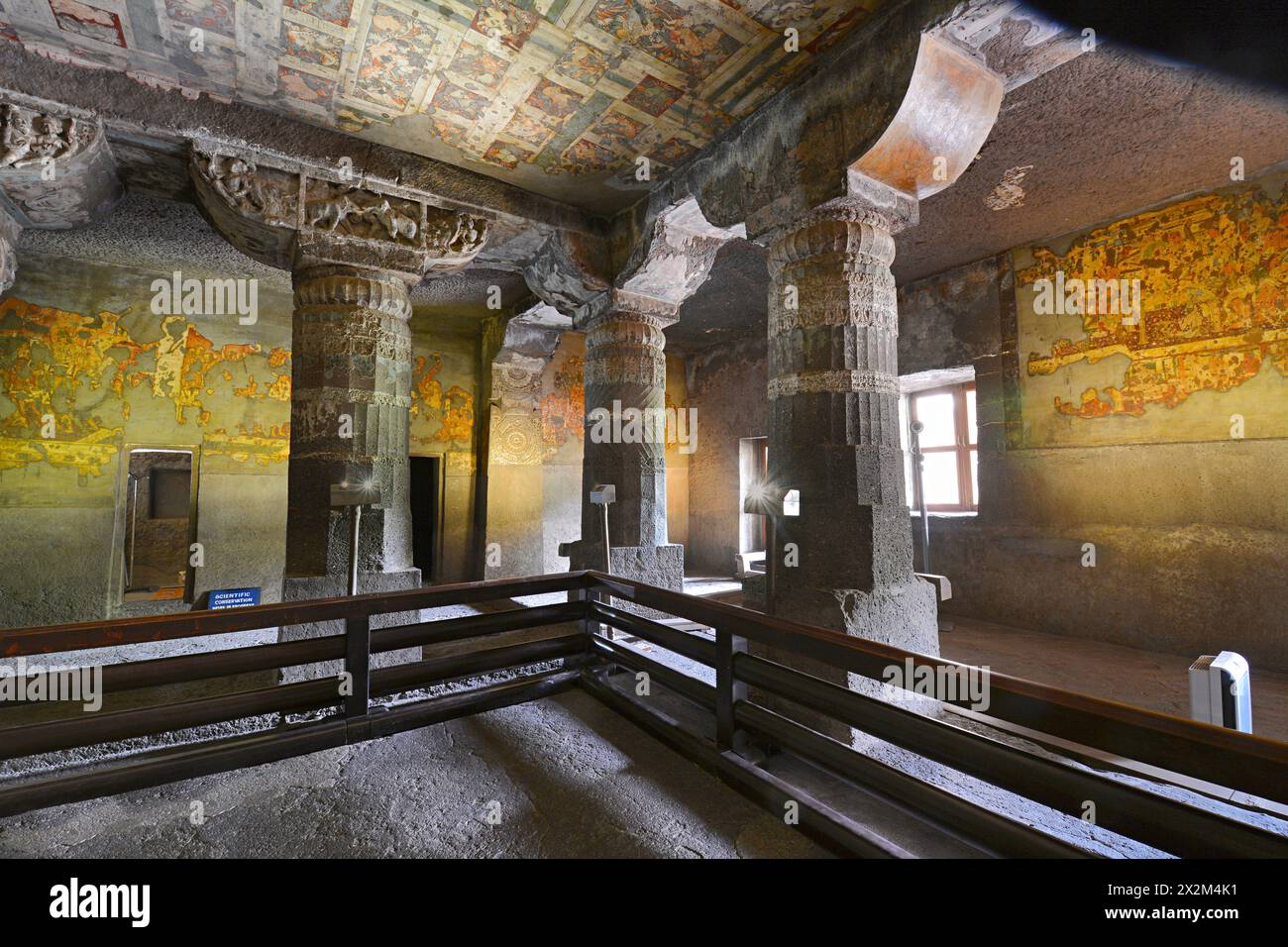 Ajanta Cave No 2 Interior -View seen from left aisle corner Stock Photo ...