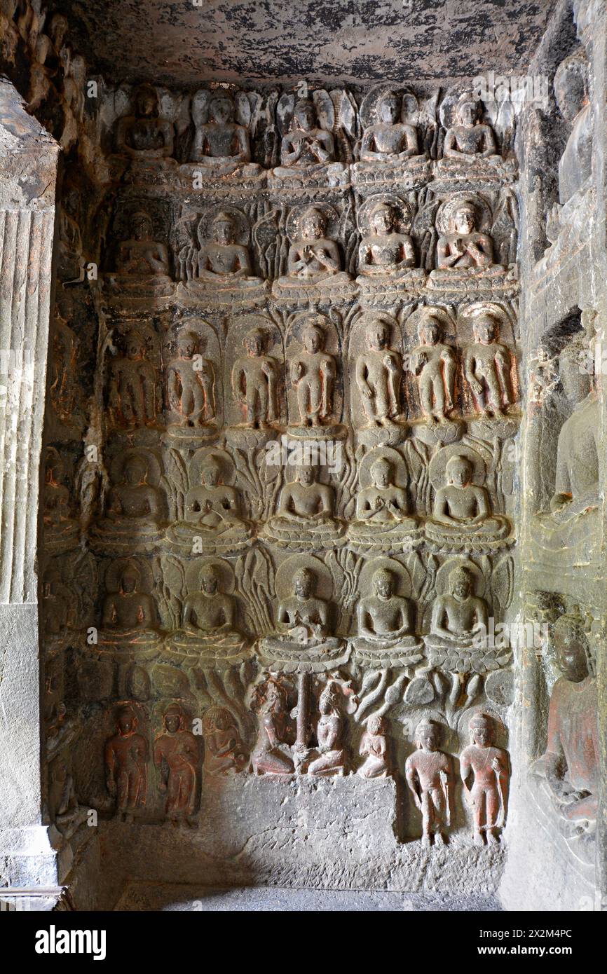 Ajanta Cave No 7 Antechamber showing so called thousand seated Buddhas ...