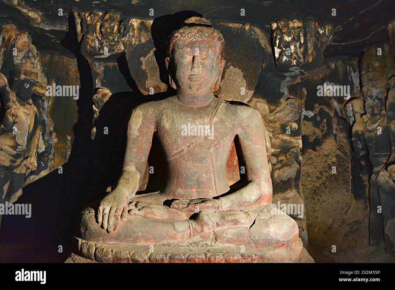 Ellora Buddhist Caves: Cave No 12. Seated Buddha, main shrine - Second ...