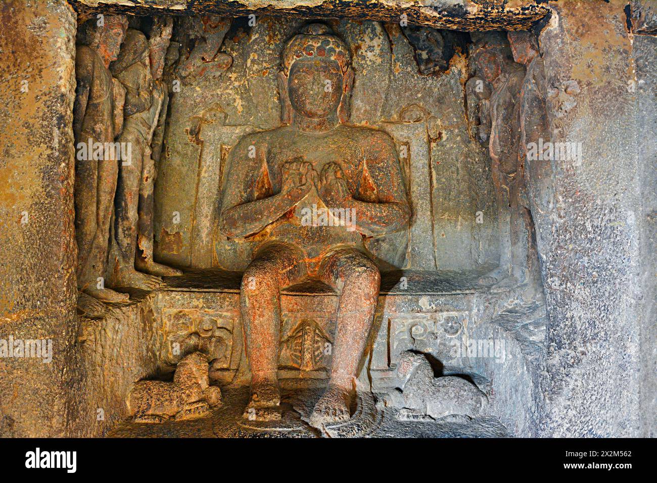 Ellora Buddhist Caves: Cave No 12. Bhadrasana Buddha - Second floor ...