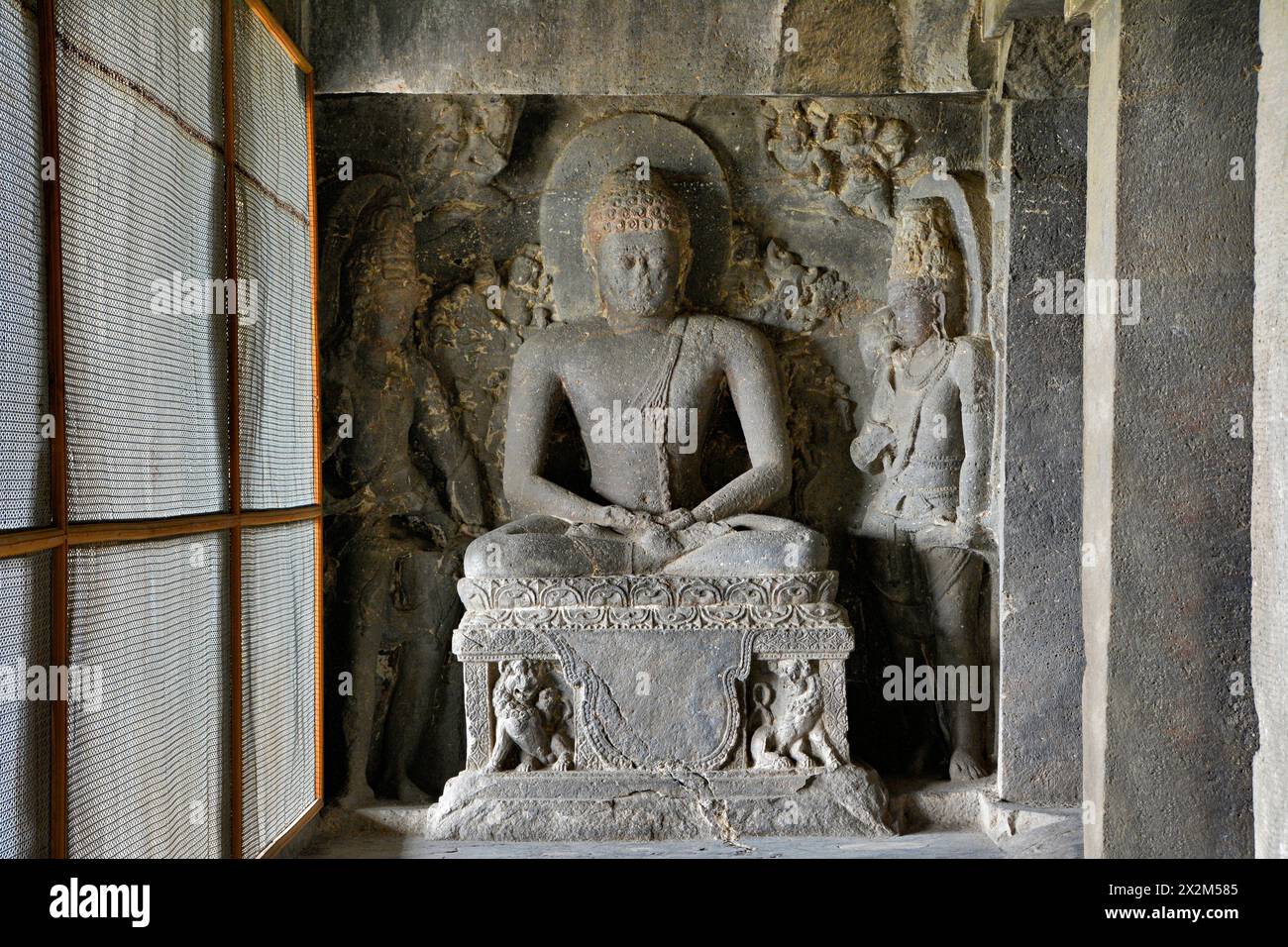 Ellora Buddhist Caves: Cave No 12. Third floor, Closer-View: Pillared ...