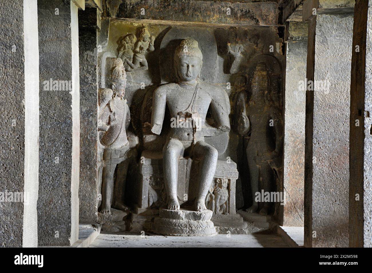 Ellora Buddhist Caves: Cave No 12. Buddha in Bhadrasana - Third floor ...