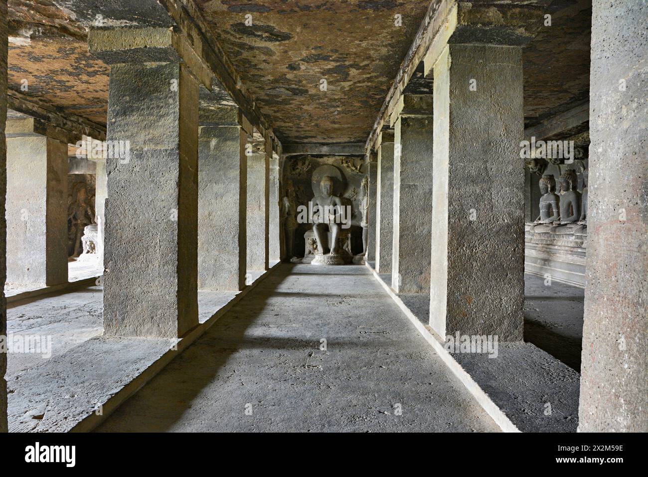 Ellora Buddhist Caves: Cave No 12. Buddha in Bhadrasana - Third floor ...