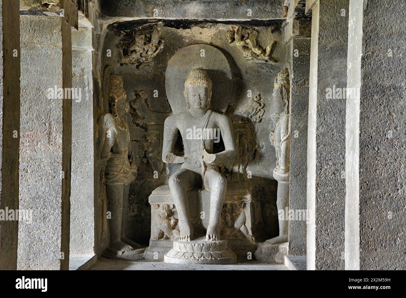 Ellora Buddhist Caves: Cave No 12. Buddha in Bhadrasana - Third floor ...