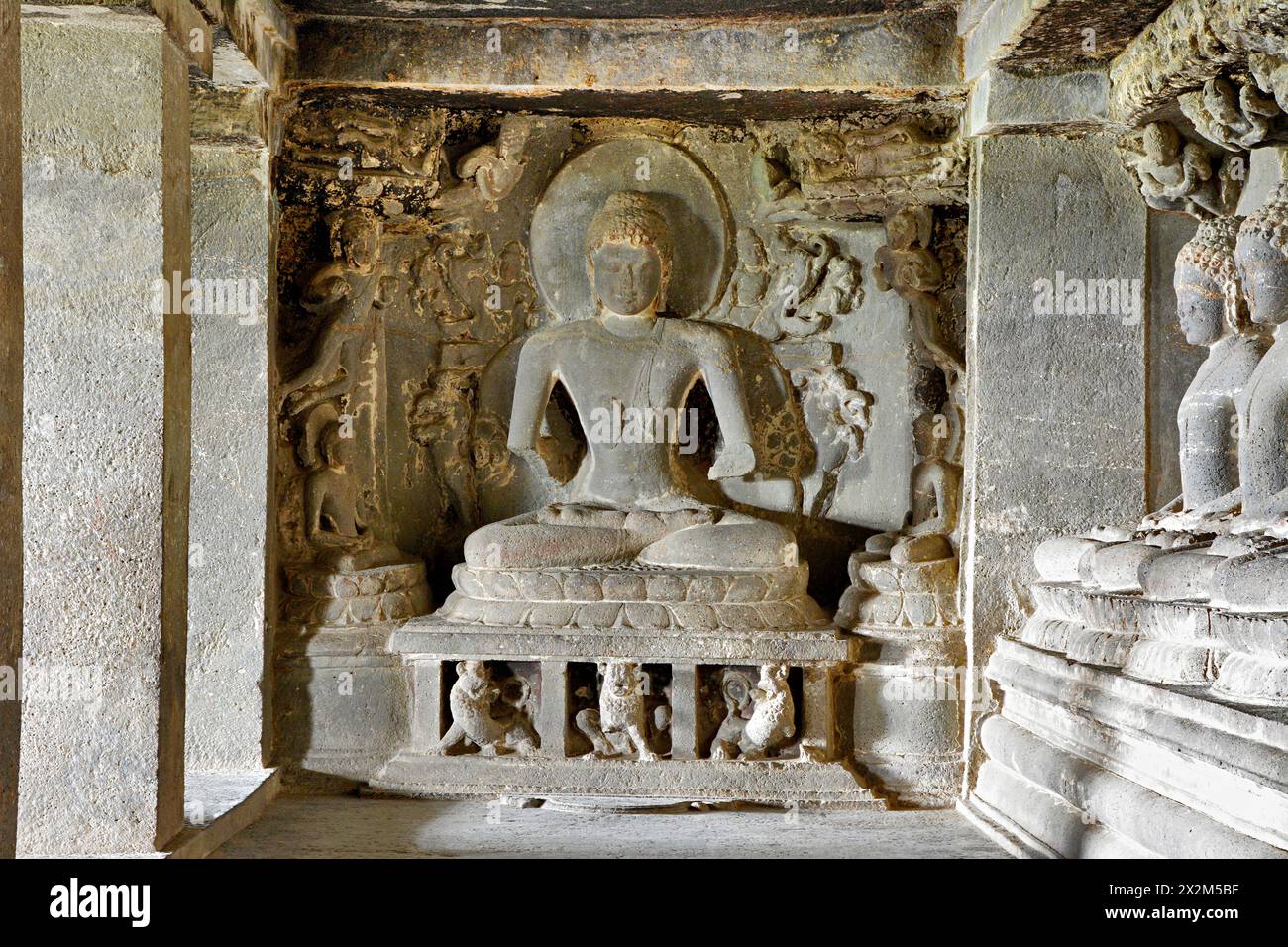 Ellora Buddhist Caves: Cave No 12, Third floor, Pillared Hall- Buddha ...