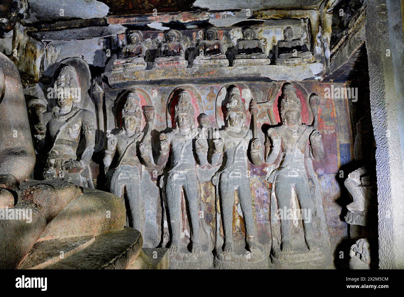 Ellora Buddhist Caves: Cave No 12. Third floor. Seated Buddha, main ...