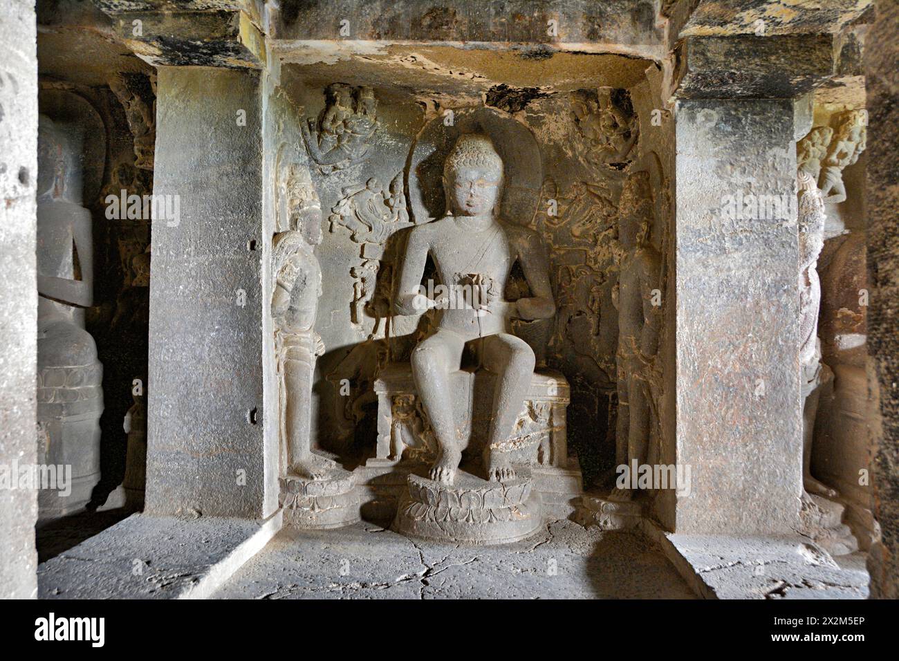Ellora Buddhist Caves: Cave No 12. Buddha in Bhadrasana - Third floor ...