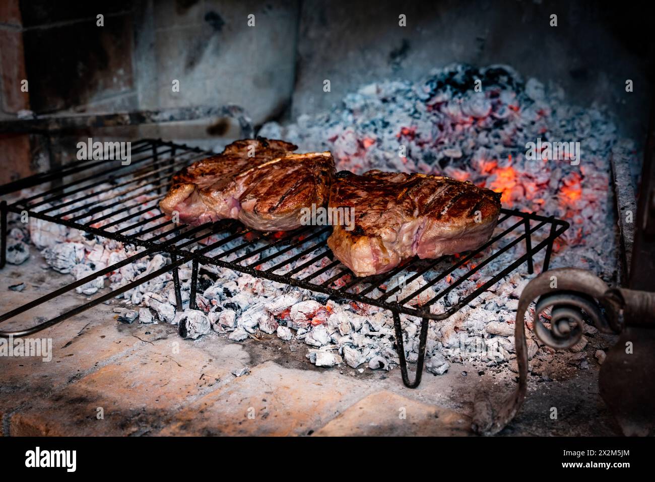 fire, embers, grilling, beef steaks, steak, Italy, chianina, beef Stock ...