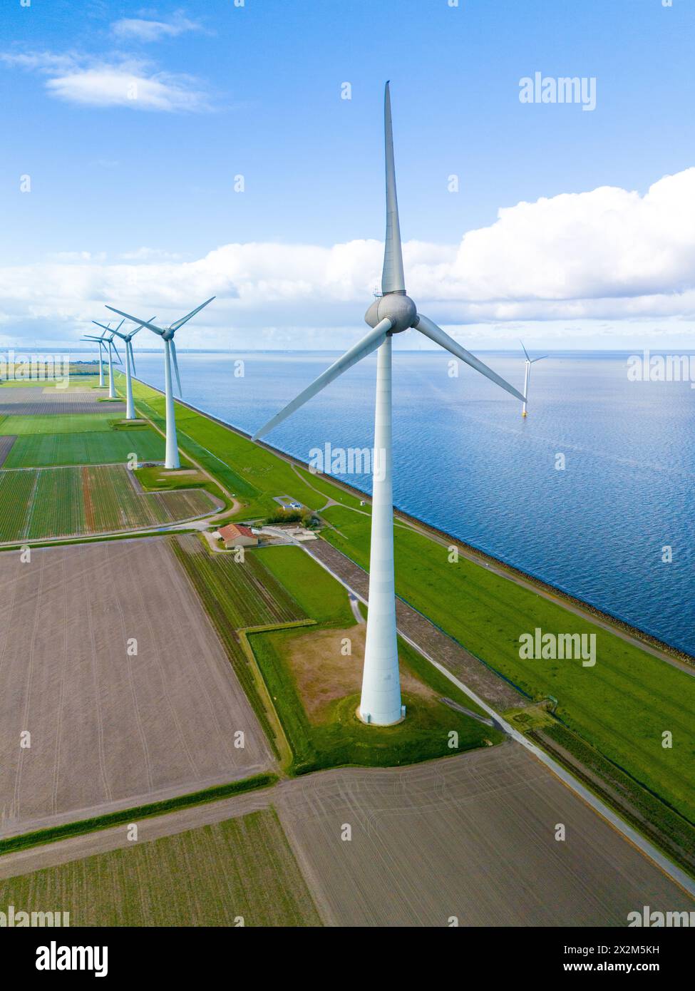 A wind farm comprised of towering turbines stands gracefully in the ...