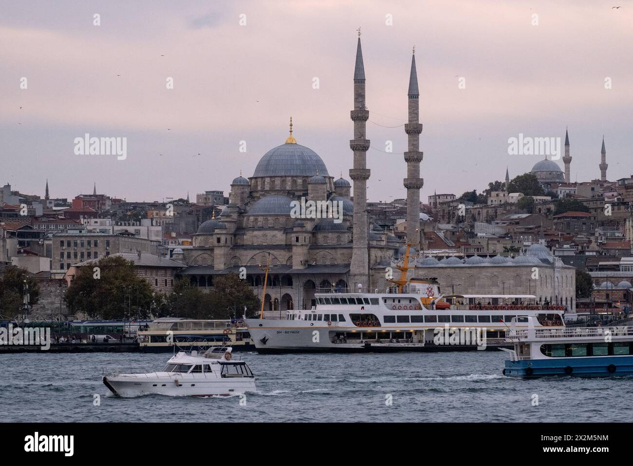 The cityscape of the Golden Horn estuary with the New Mosque (Yeni Cami ...