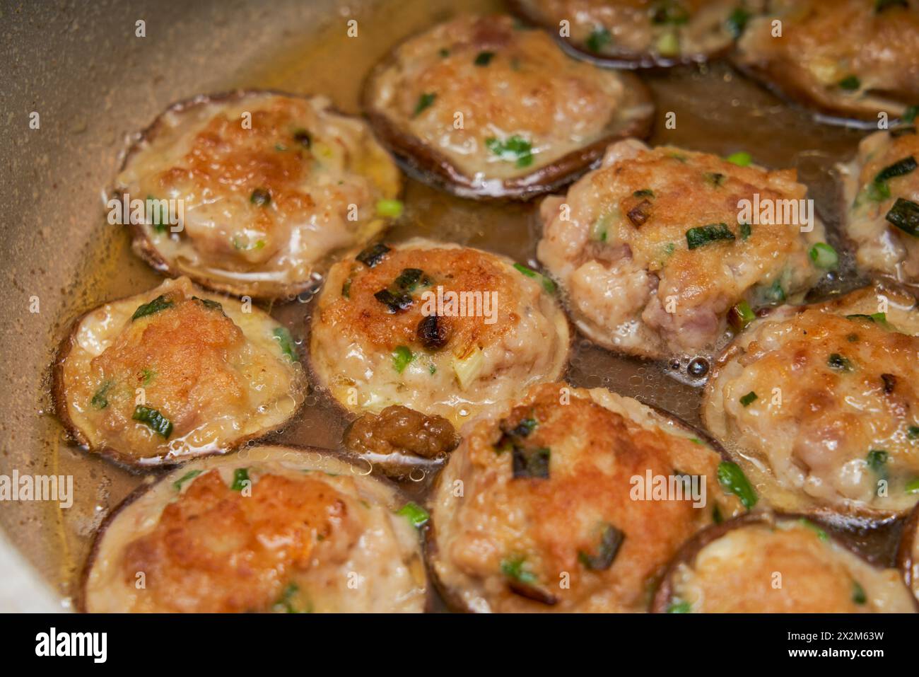 Delicious Chinese home-cooked food, mushroom stuffed with meat Stock ...