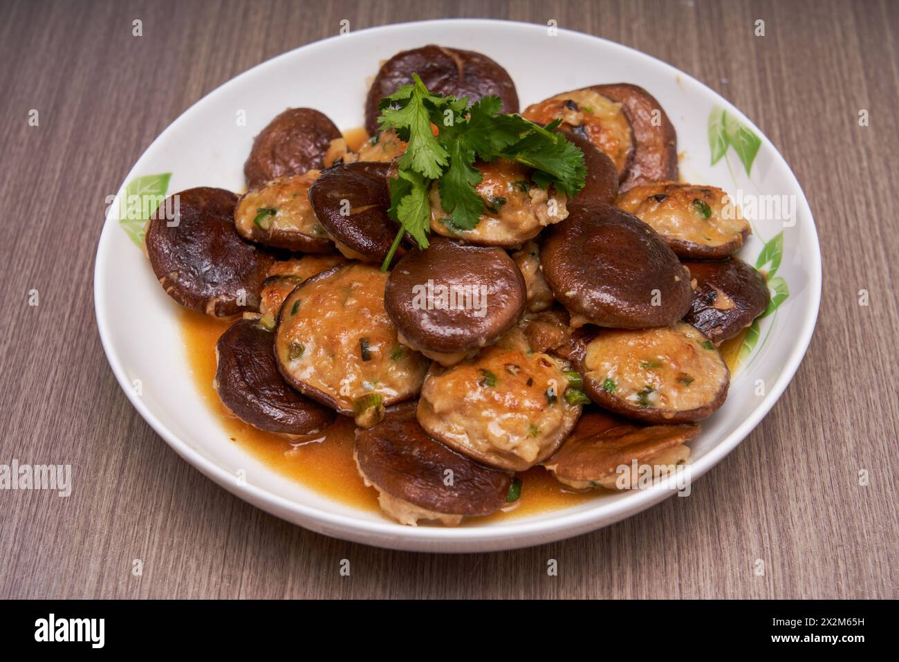 Delicious Chinese home-cooked food, mushroom stuffed with meat Stock ...