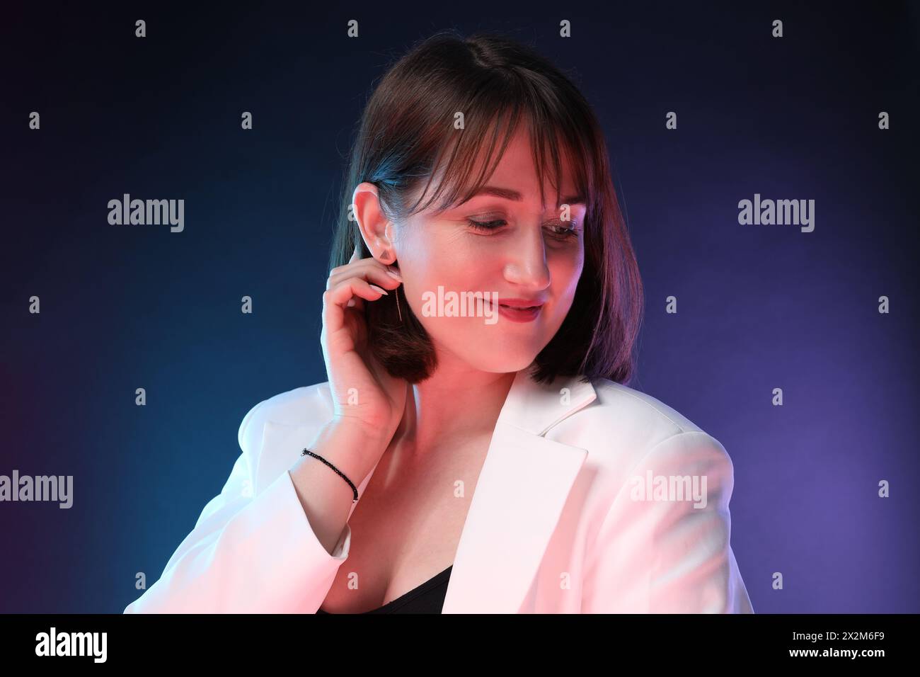 Dark blue background wellness hi-res stock photography and images - Alamy