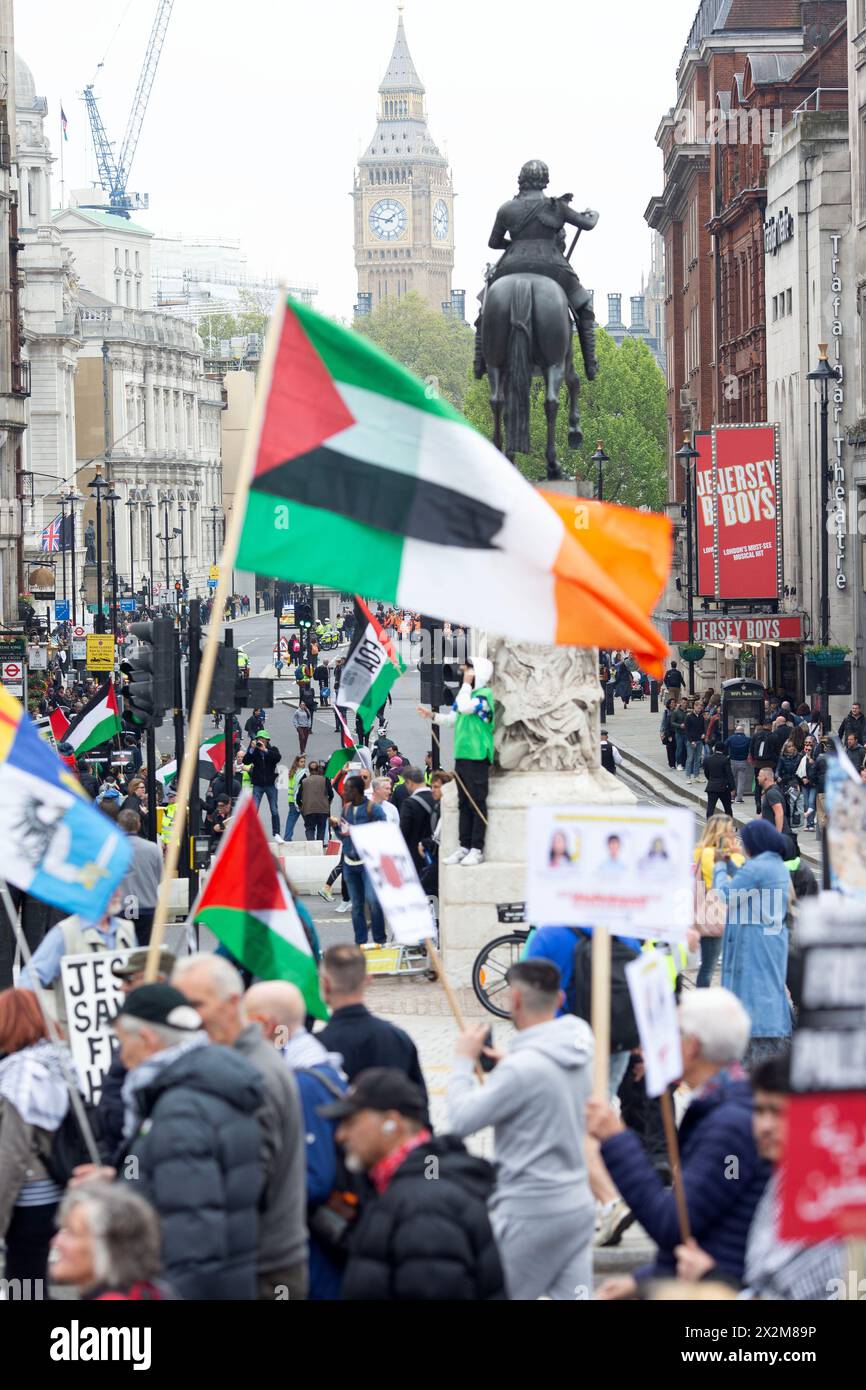 Backdropped by Elizabeth Tower housing Big Ben, pro-Palestinian ...