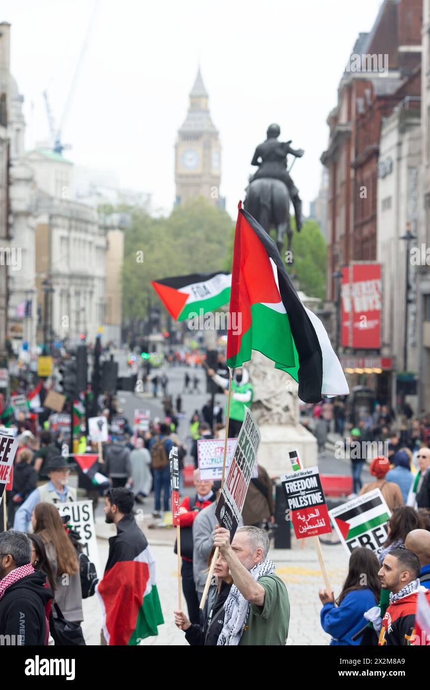 Backdropped by Elizabeth Tower housing Big Ben, pro-Palestinian ...