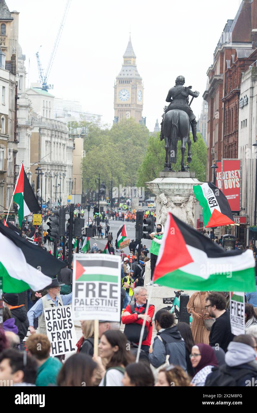 Backdropped by Elizabeth Tower housing Big Ben, pro-Palestinian ...