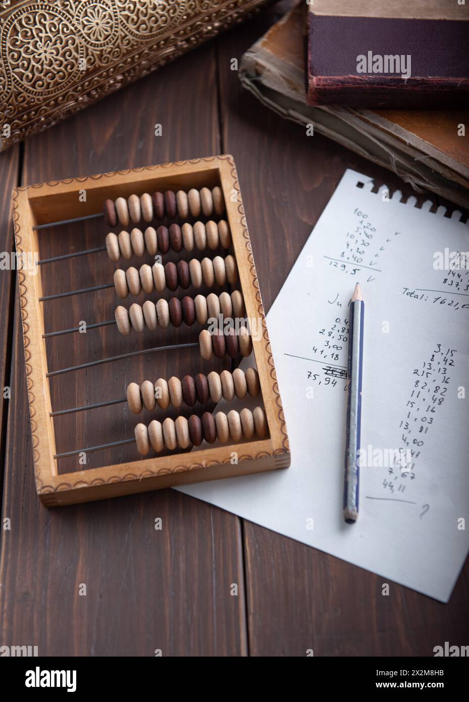 Close-up macro photo of vintage abacus for calculation Stock Photo - Alamy