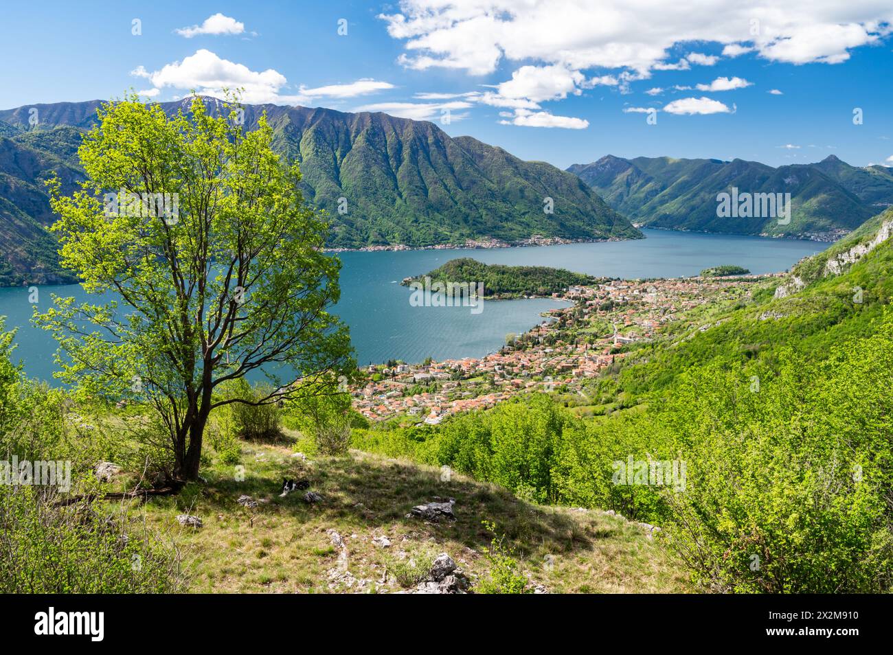 Lake Como, Comacina Island, Punta Balbianello and the mountains above ...