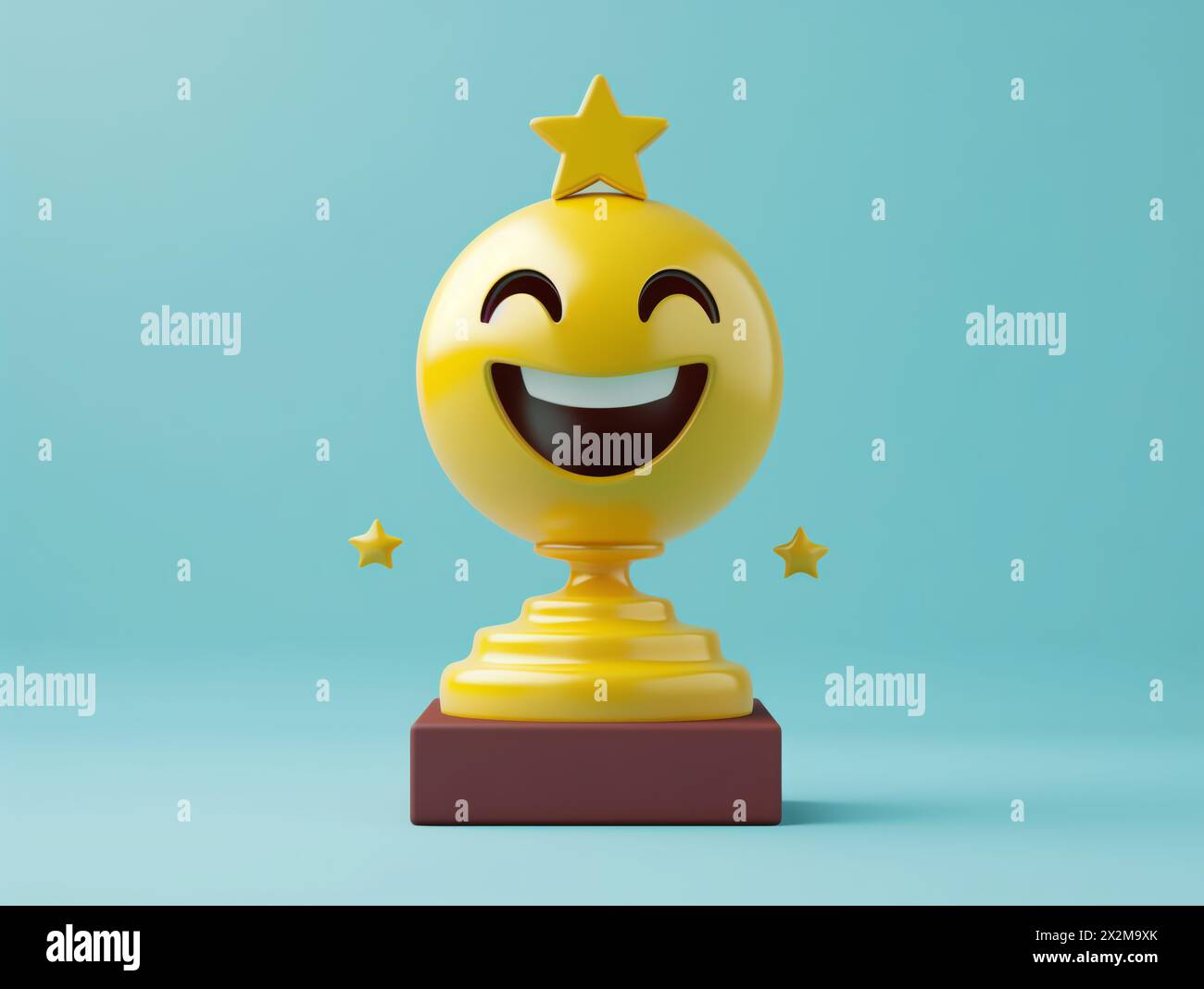 Smilie face emoji award 3d render happy Stock Photo - Alamy