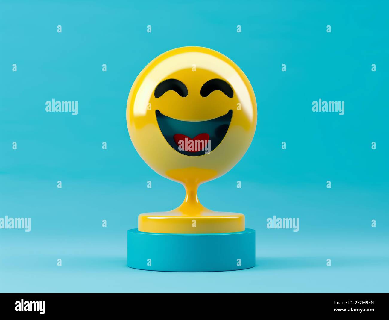 Smilie face emoji award 3d render happy Stock Photo - Alamy