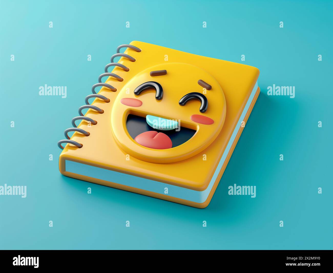 Smilie face note book emoji 3d render happy Stock Photo - Alamy